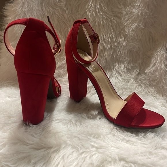 BAMBOO | Shoes | New Red Blockstyle High Heels | Poshmark